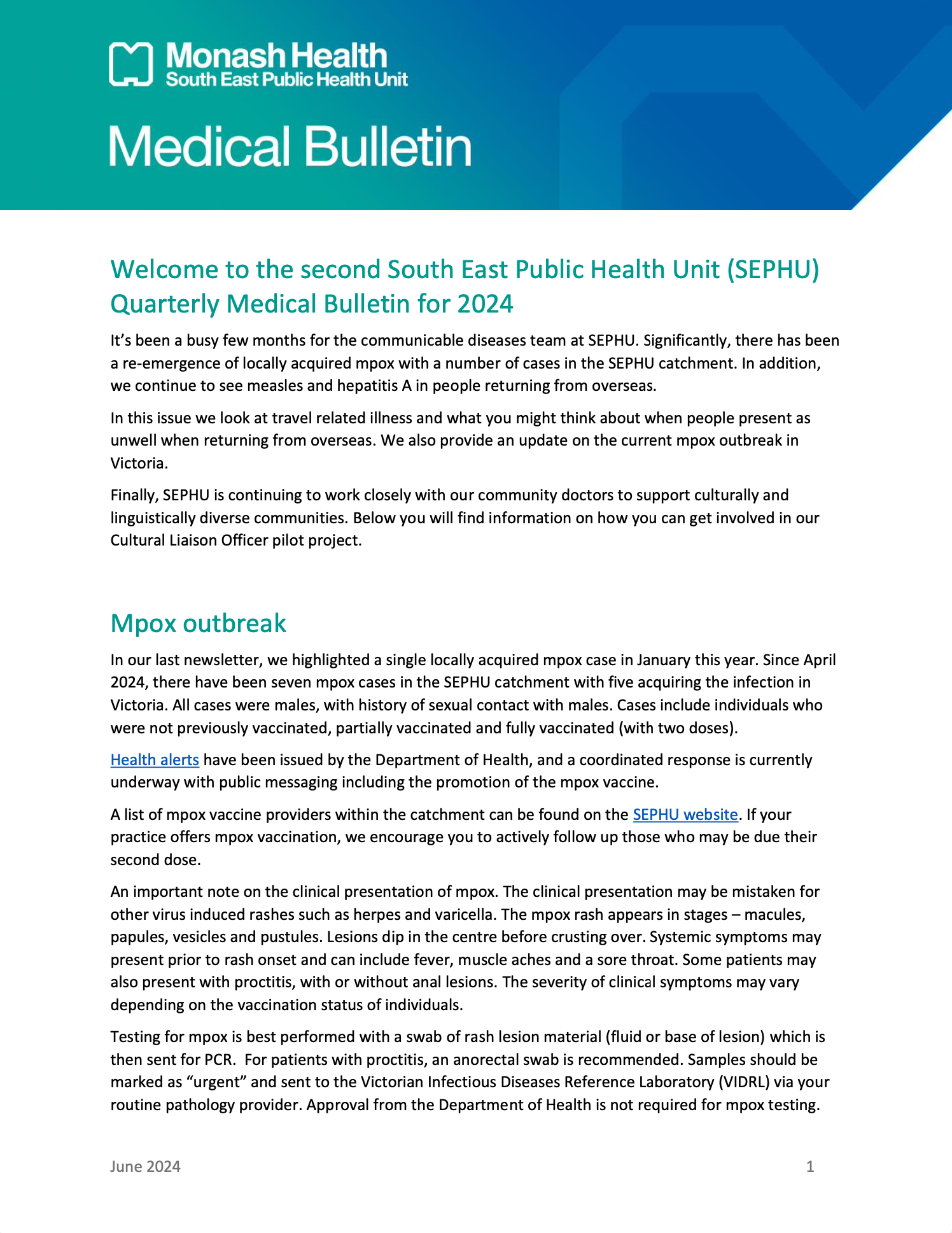 Medical Bulletin | May-June 2024 Edition | Monash Health South East ...